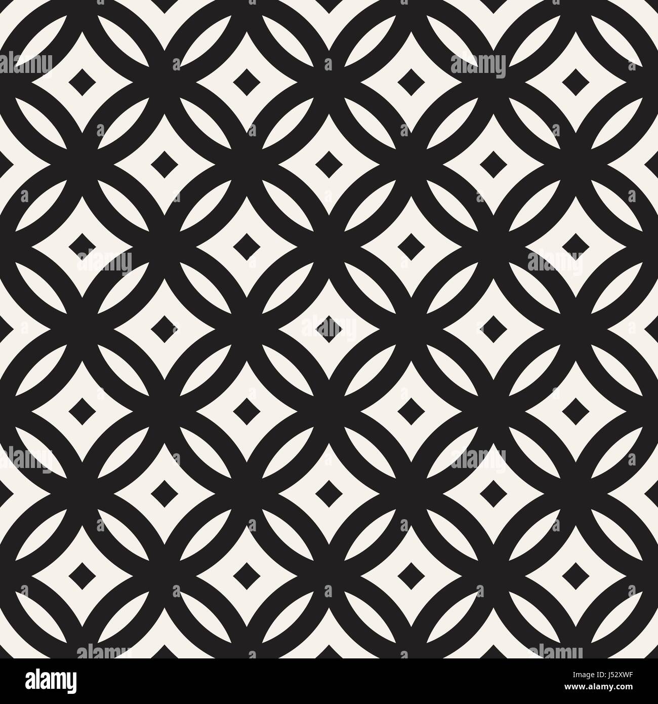 Vector Seamless Black And White Geometric Rounded Lines Pattern ...