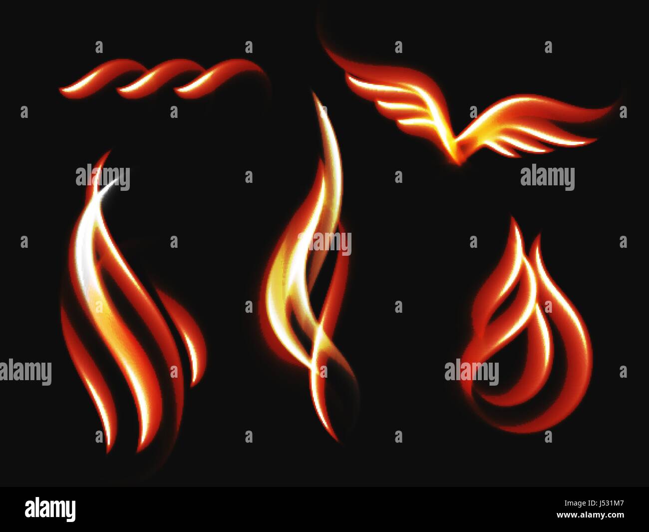 Collection fire vector illustration. Languages flame of different ...