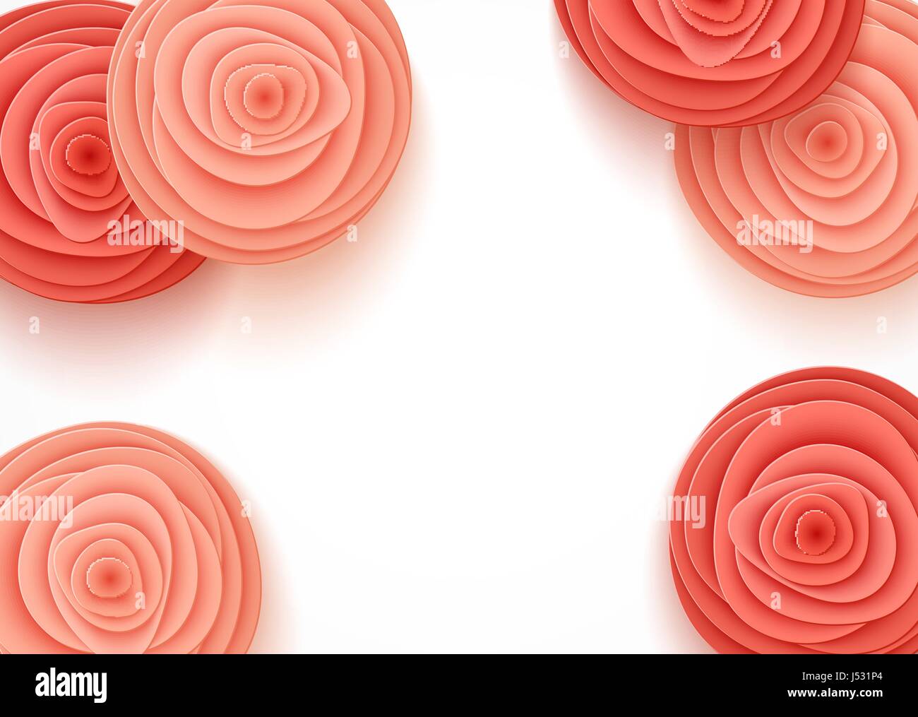 Pink Flowers in style of art paper. Roses background made from paper ...