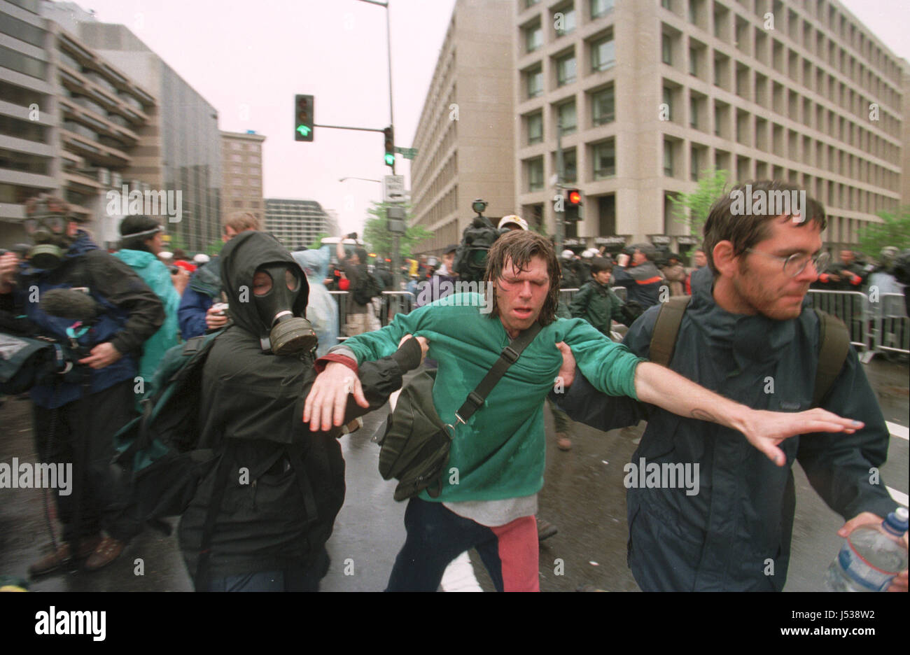 Street medics helping protester who was sprayed. Protesters block ...