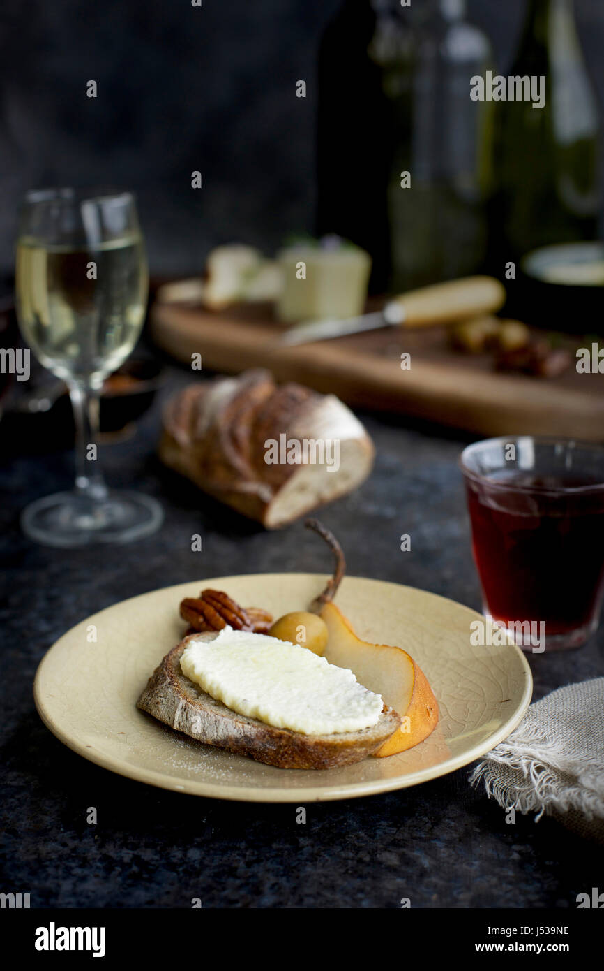 Fromage Fort Cheese Spread served with French bread, spicy pecans ...