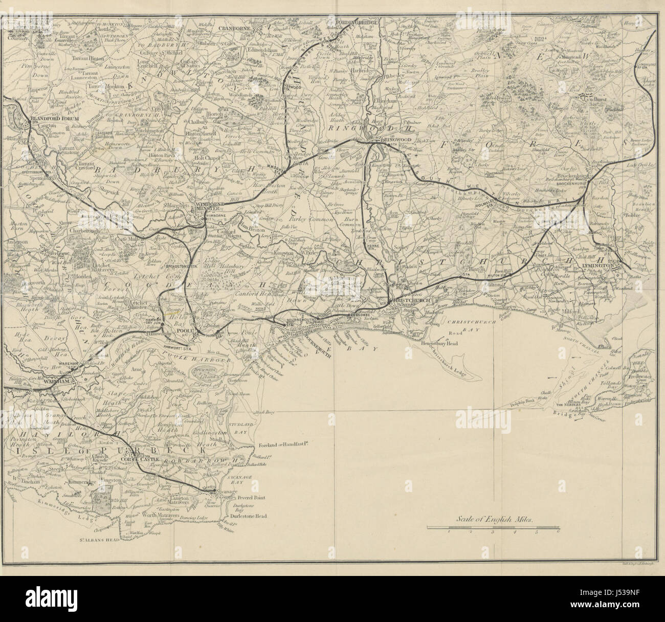Bournemouth old map hi-res stock photography and images - Alamy