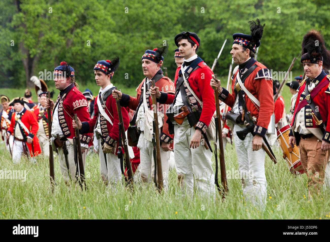 British soldiers during a reenactment of the 18th century Revolutionary ...