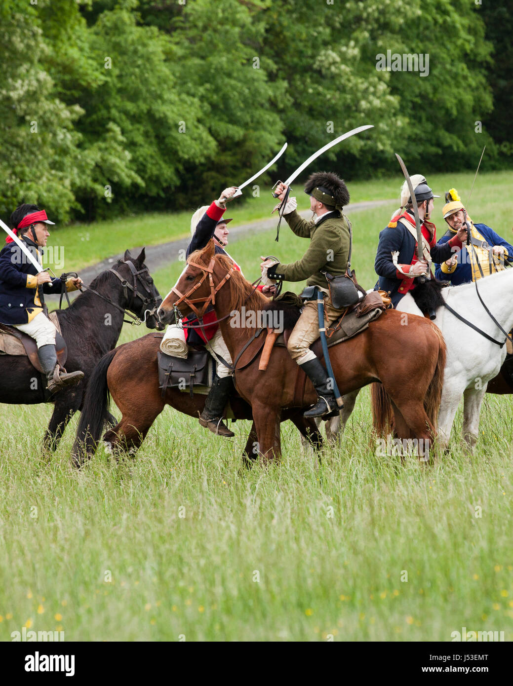 Revolutionary War re-enactors on horseback - USA Stock Photo - Alamy
