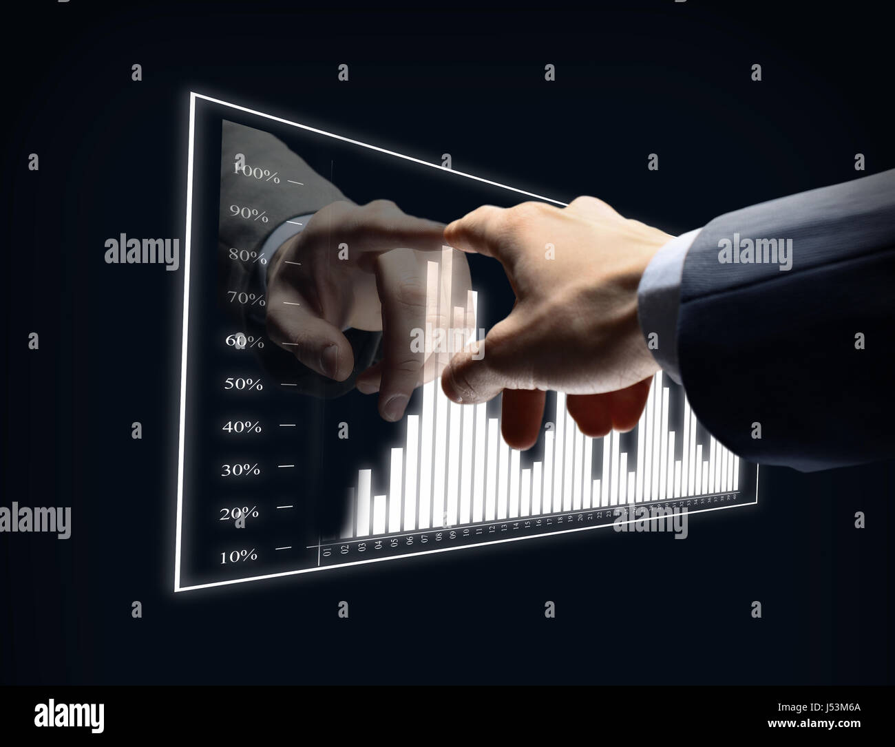 Businessman hand touch virtual diagram Stock Photo - Alamy