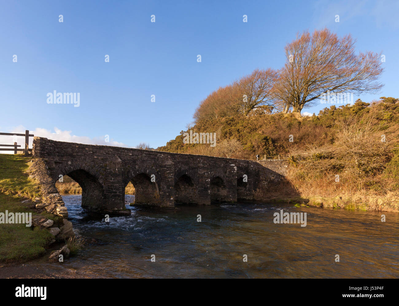 View of Landacre Bridge and the River Barle, in Exmoor National Park ...