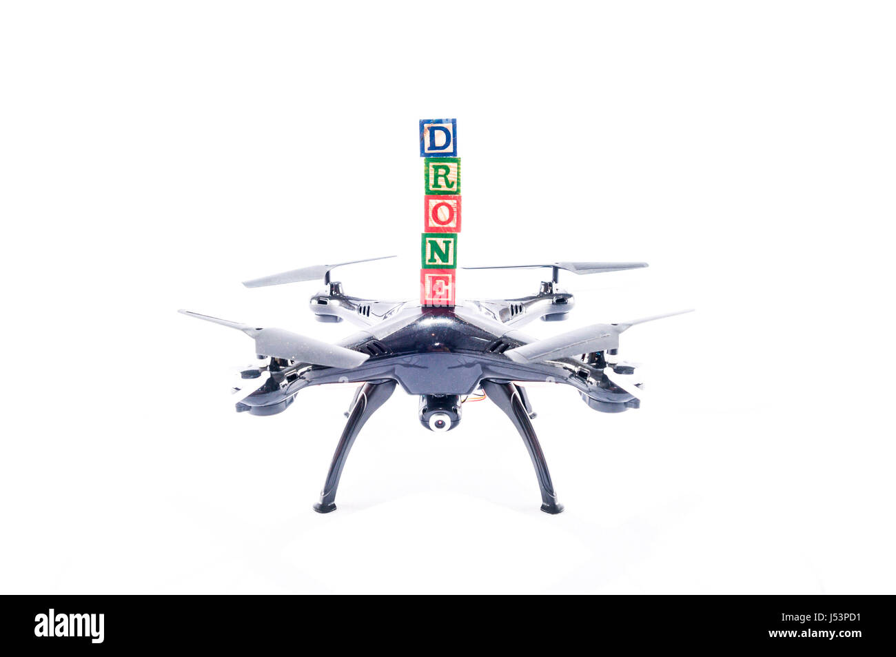 Technology Copter closeup Aircraft Drone Quadrocopter with a raised ...