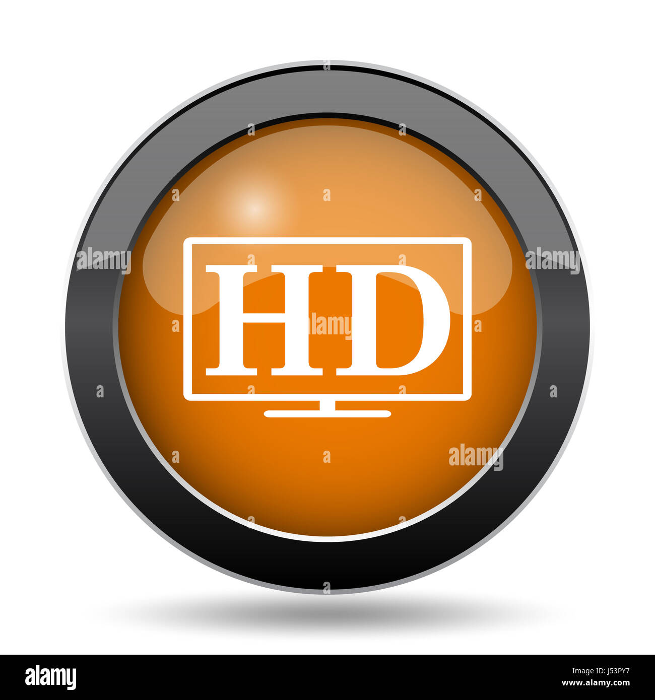 HD TV icon. HD TV website button on white background Stock Photo - Alamy