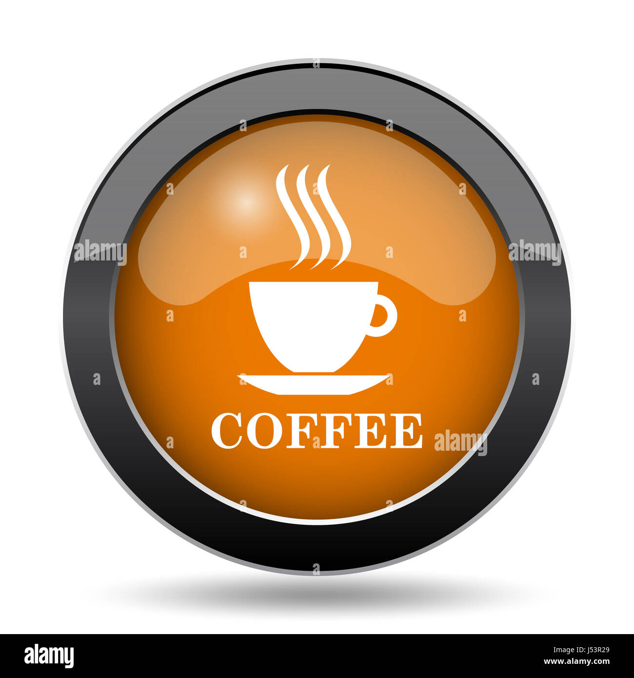 Coffee cup icon. Coffee cup website button on white background Stock ...