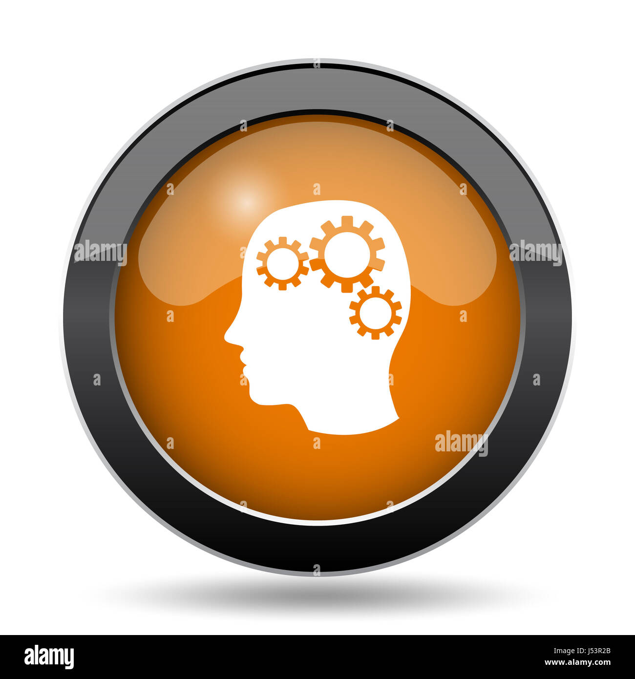 Brain icon. Brain website button on white background Stock Photo - Alamy