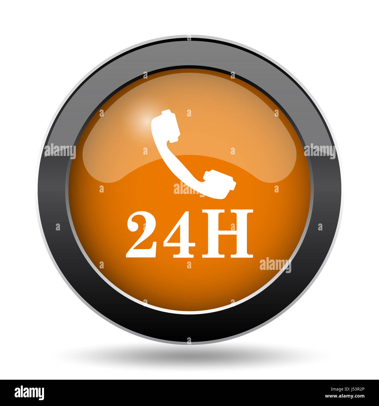 24H phone icon. 24H phone website button on white background Stock ...