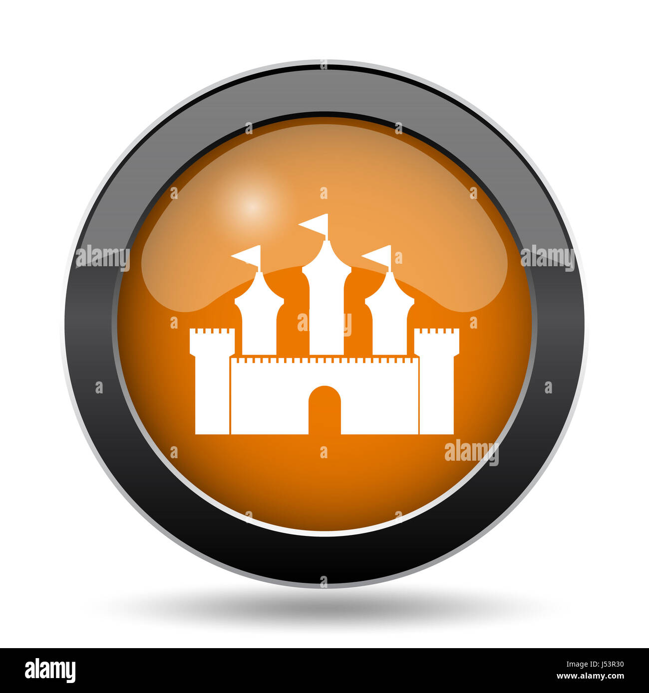 Castle icon. Castle website button on white background Stock Photo - Alamy