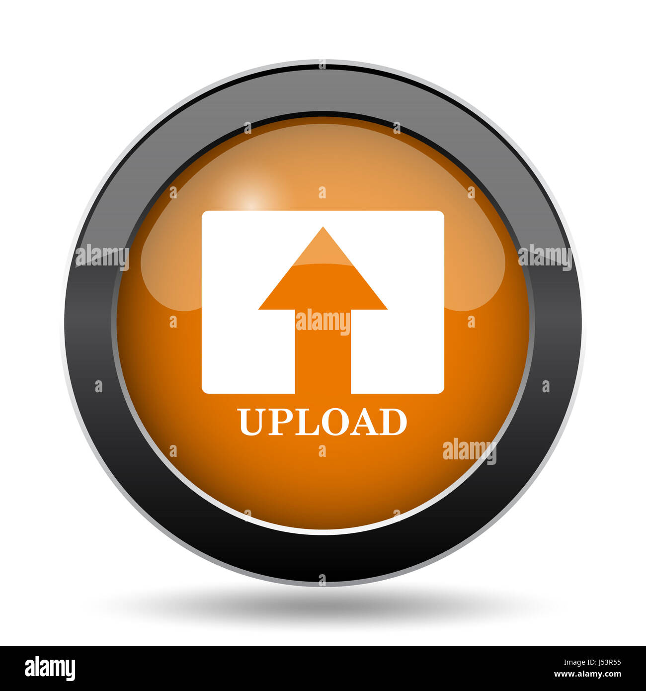 Upload icon. Upload website button on white background Stock Photo - Alamy
