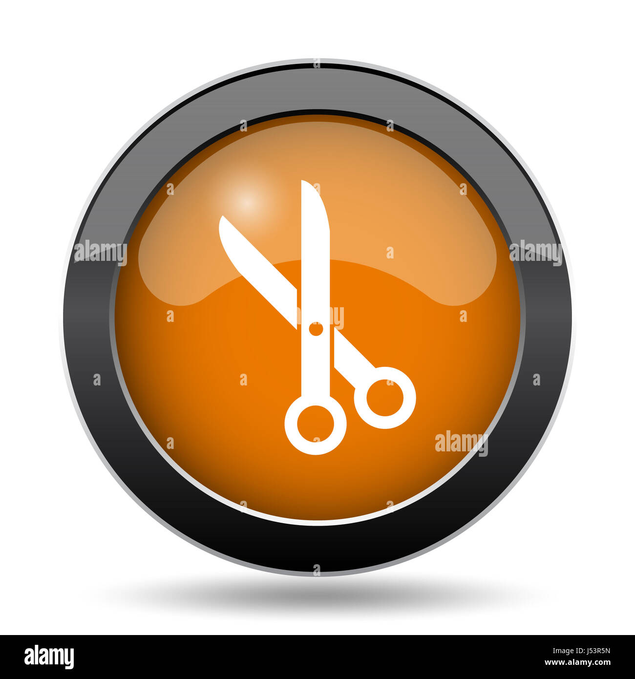 Cut icon. Cut website button on white background Stock Photo - Alamy
