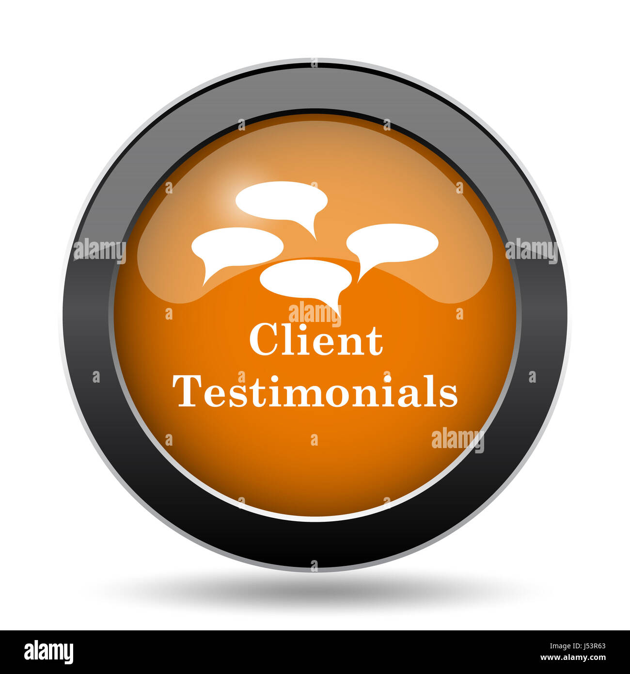 Client testimonials icon. Client testimonials website button on white ...