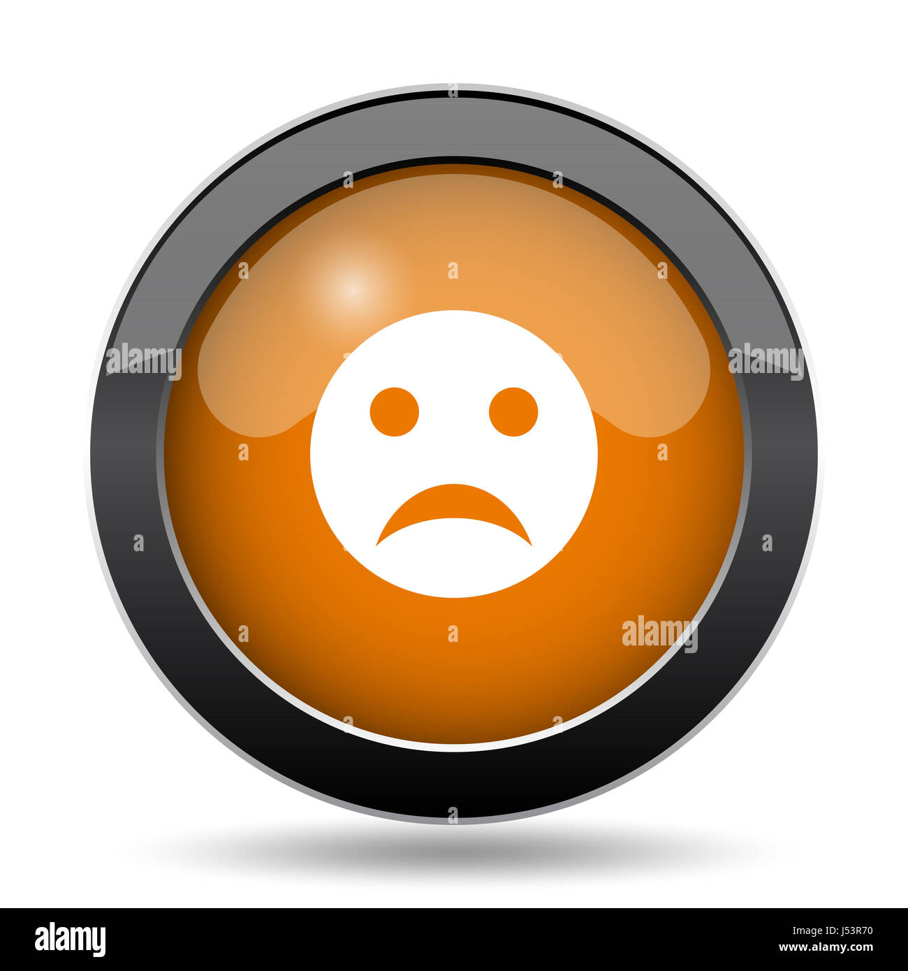 Sad smiley icon. Sad smiley website button on white background Stock ...