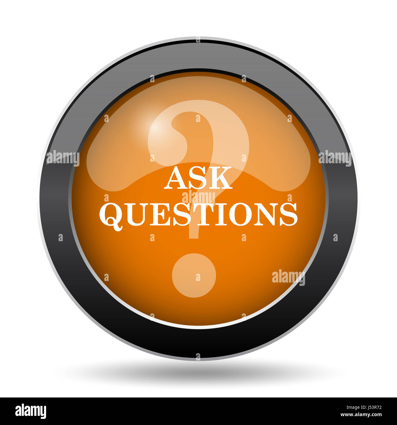 Ask questions icon. Ask questions website button on white background ...