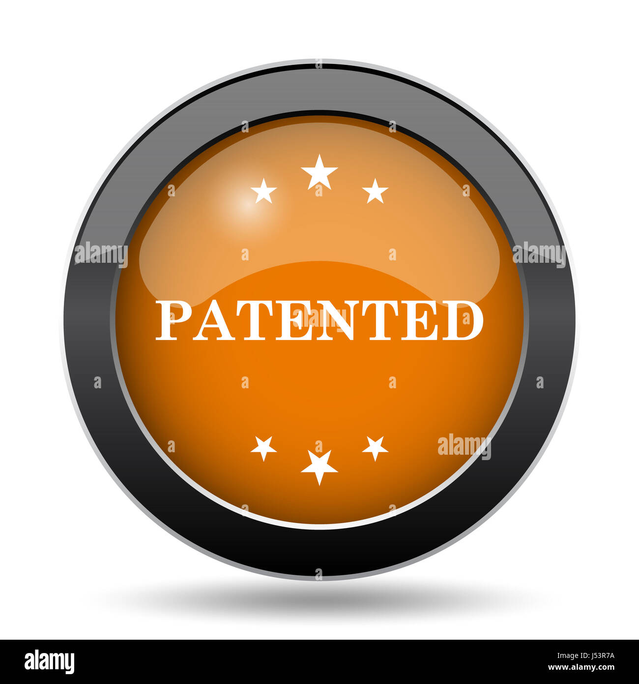 Patented icon. Patented website button on white background Stock Photo ...