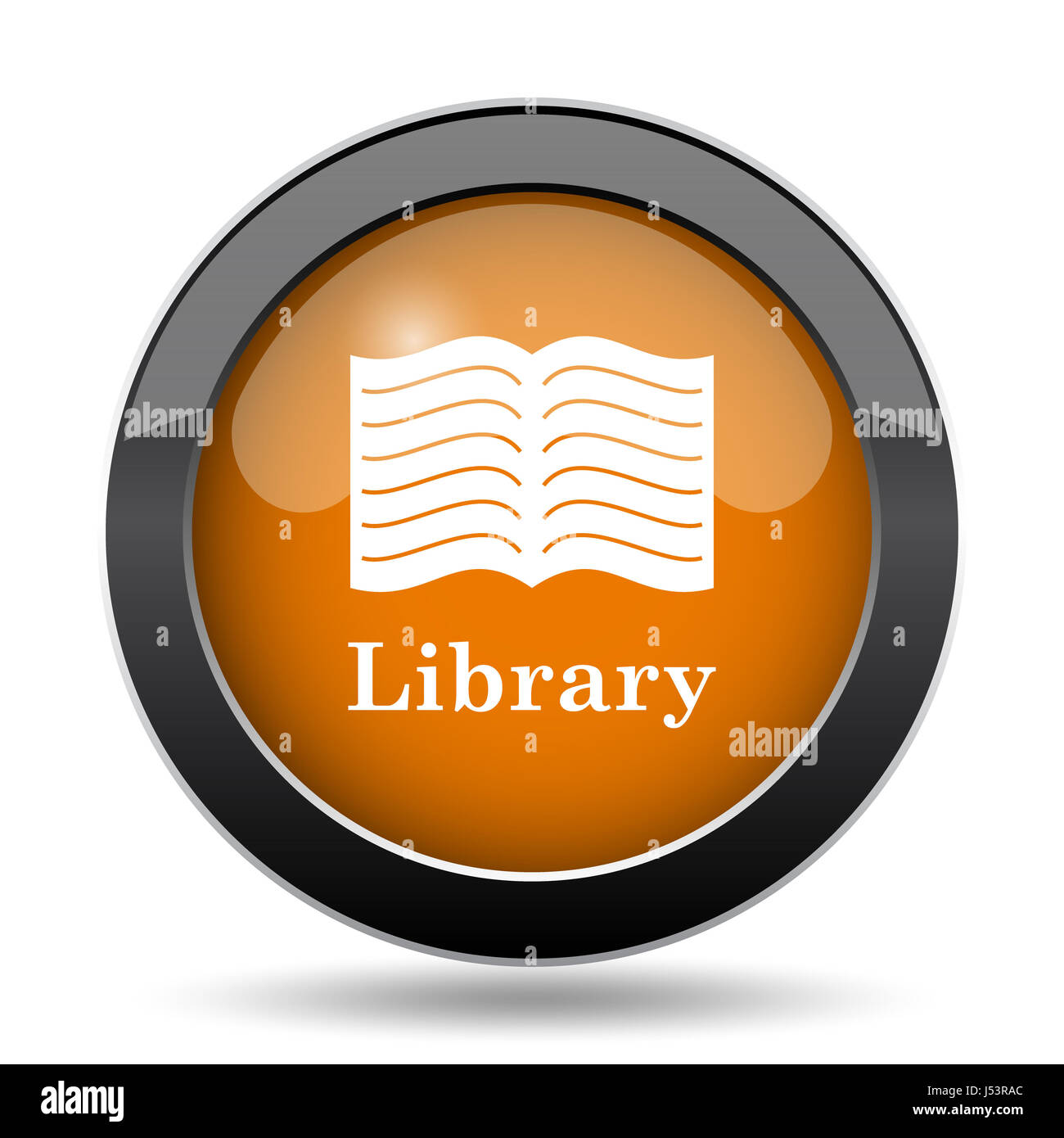 Library icon. Library website button on white background Stock Photo ...