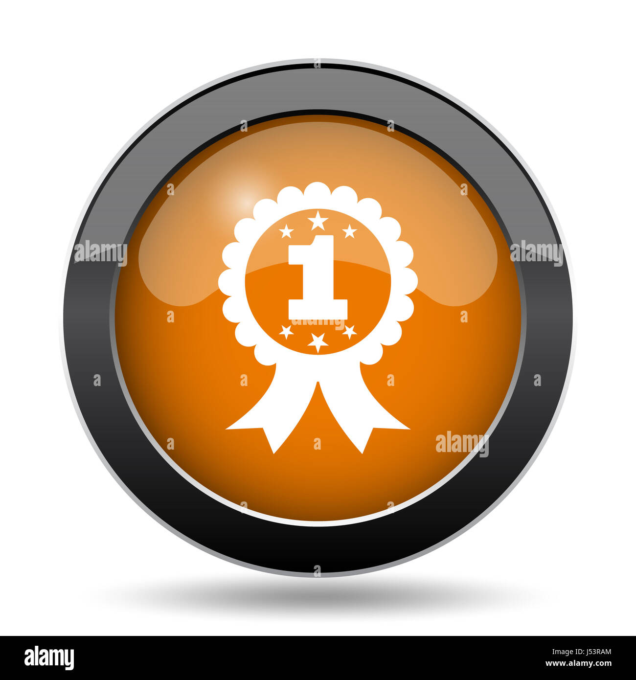 First prize ribbon icon. First prize ribbon website button on white ...