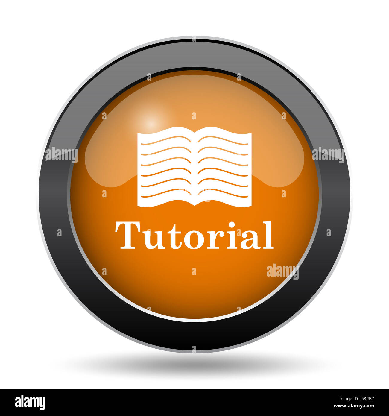 Tutorial icon. Tutorial website button on white background Stock Photo ...