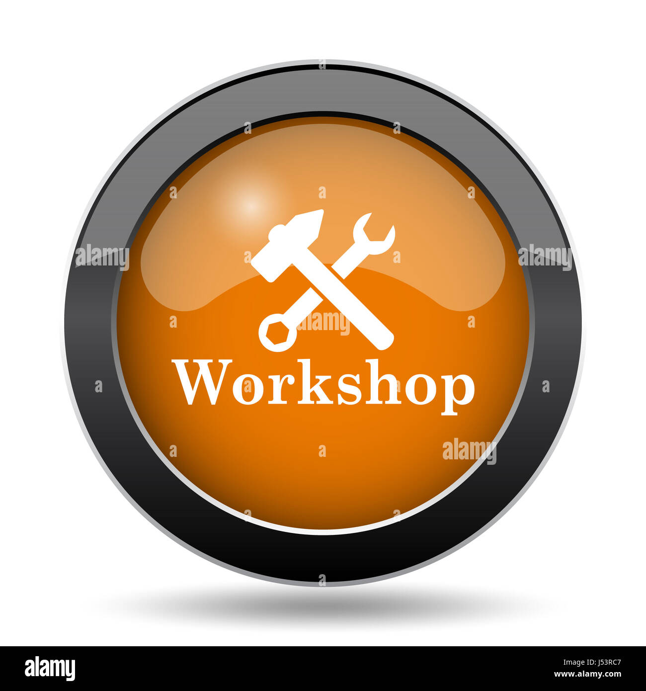 Workshop icon. Workshop website button on white background Stock Photo ...