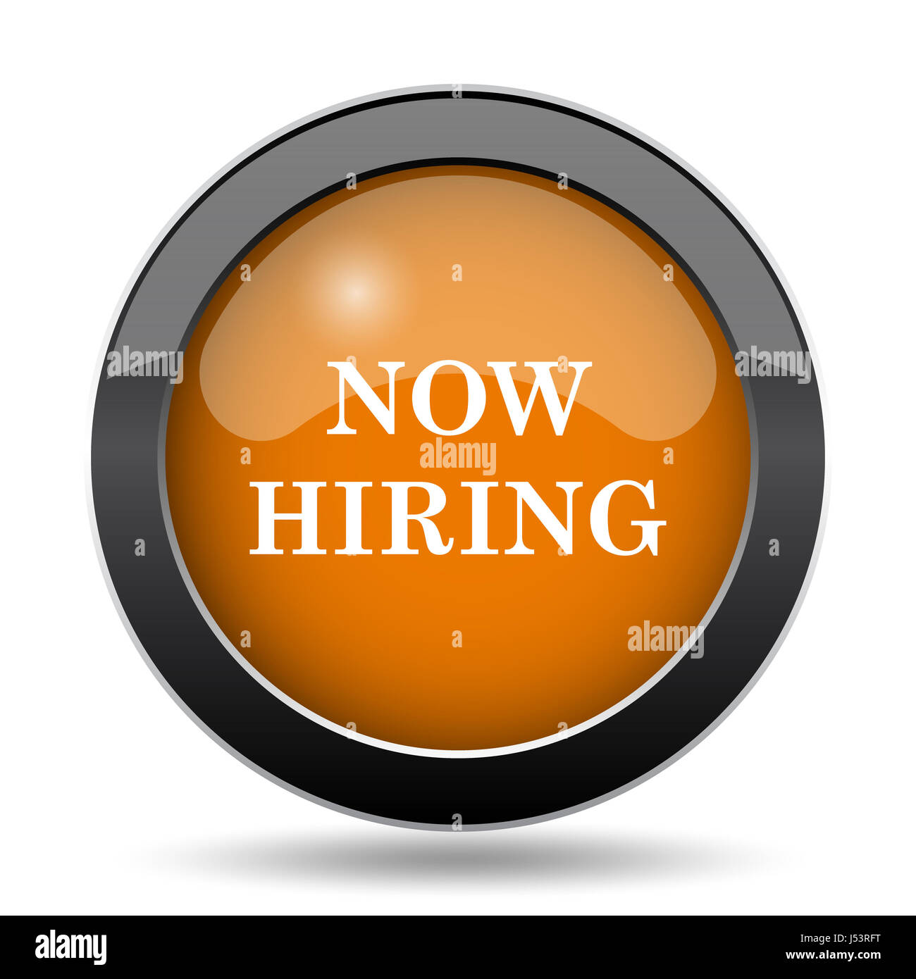 Now hiring icon. Now hiring website button on white background Stock ...