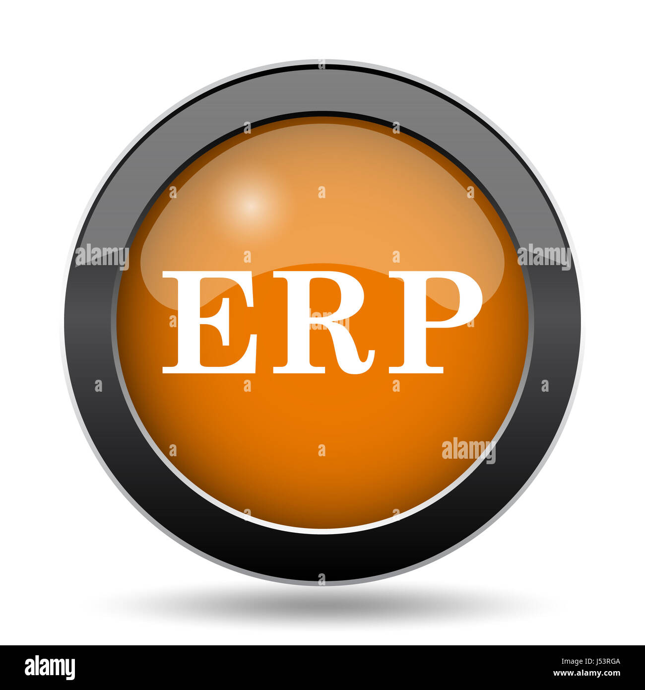 ERP icon. ERP website button on white background Stock Photo - Alamy