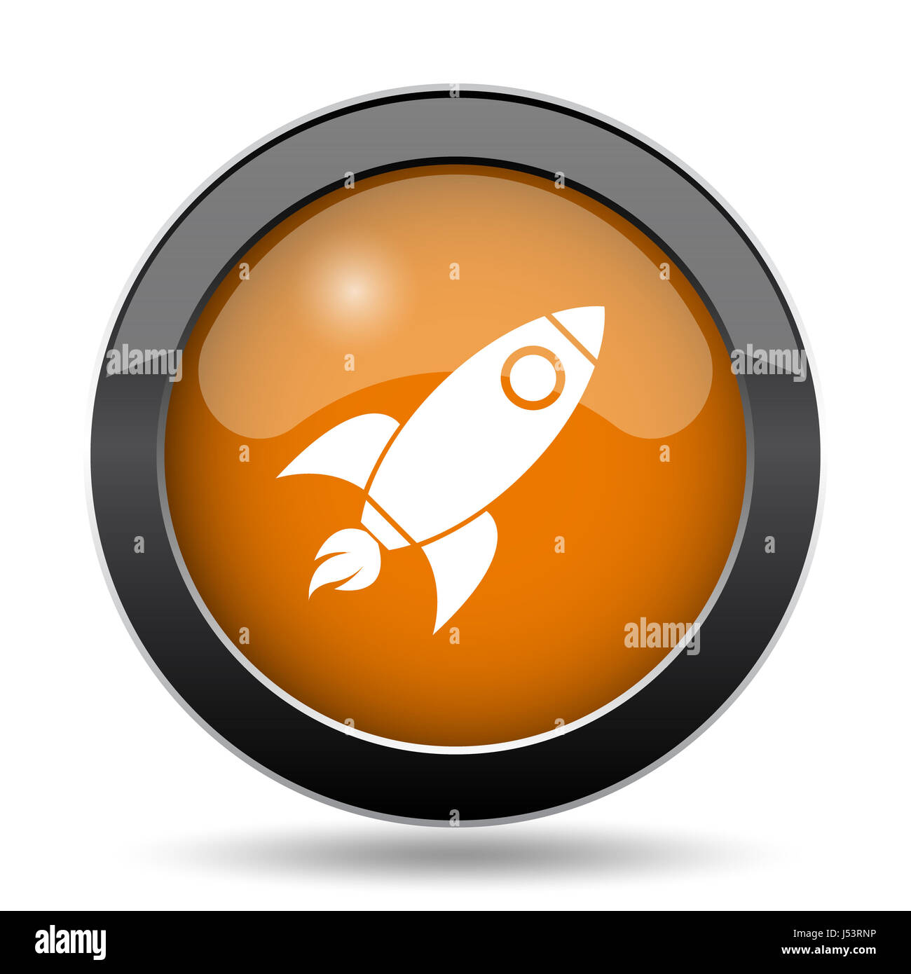 Rocket icon. Rocket website button on white background Stock Photo - Alamy