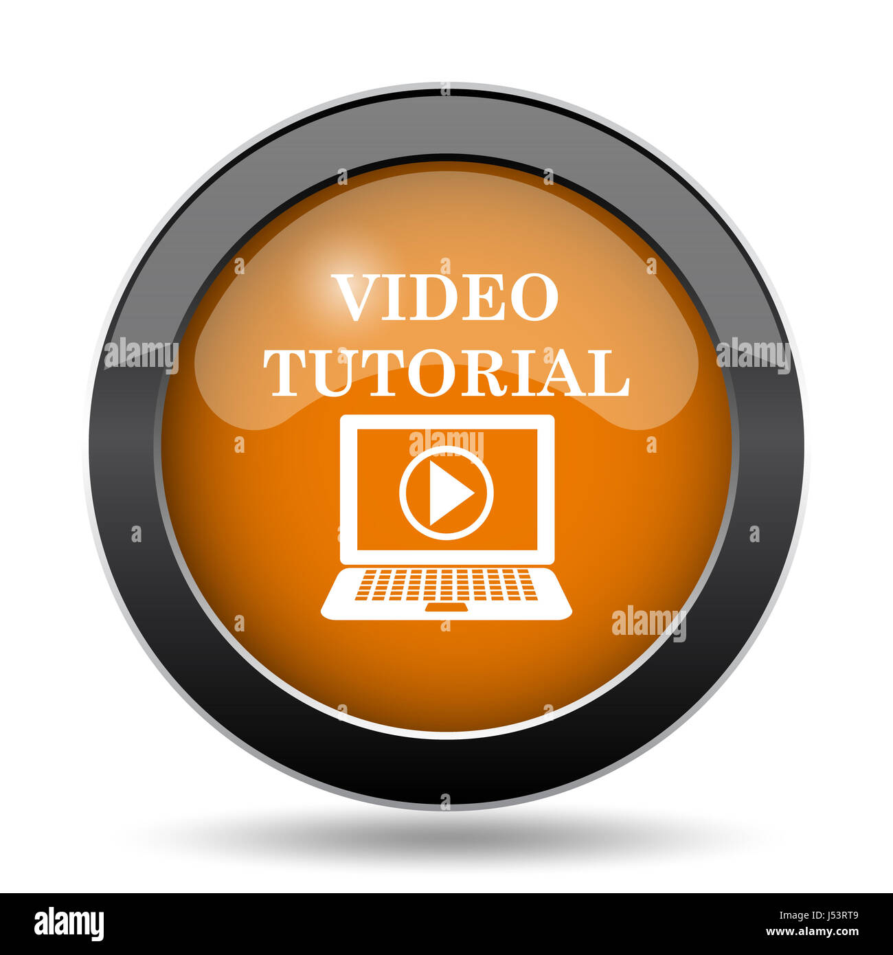 Video tutorial icon. Video tutorial website button on white background ...