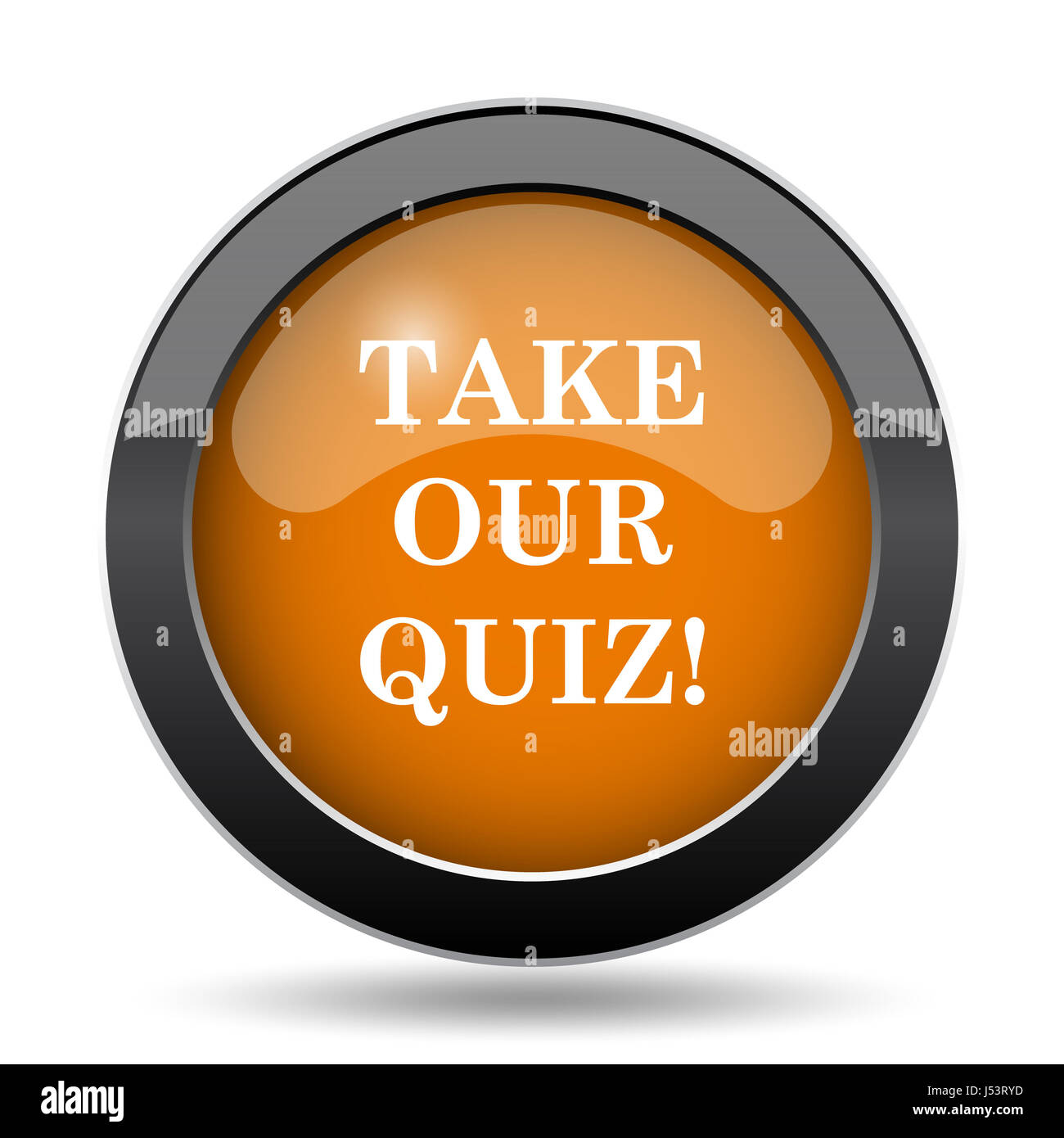 Take our quiz icon. Take our quiz website button on white background ...