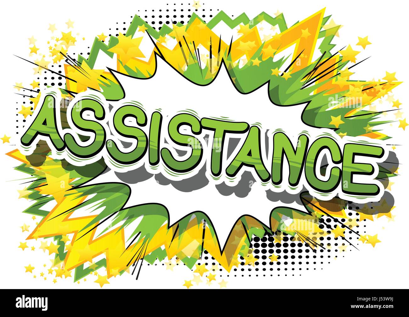 Assistance - Comic book style word on abstract background Stock Vector ...