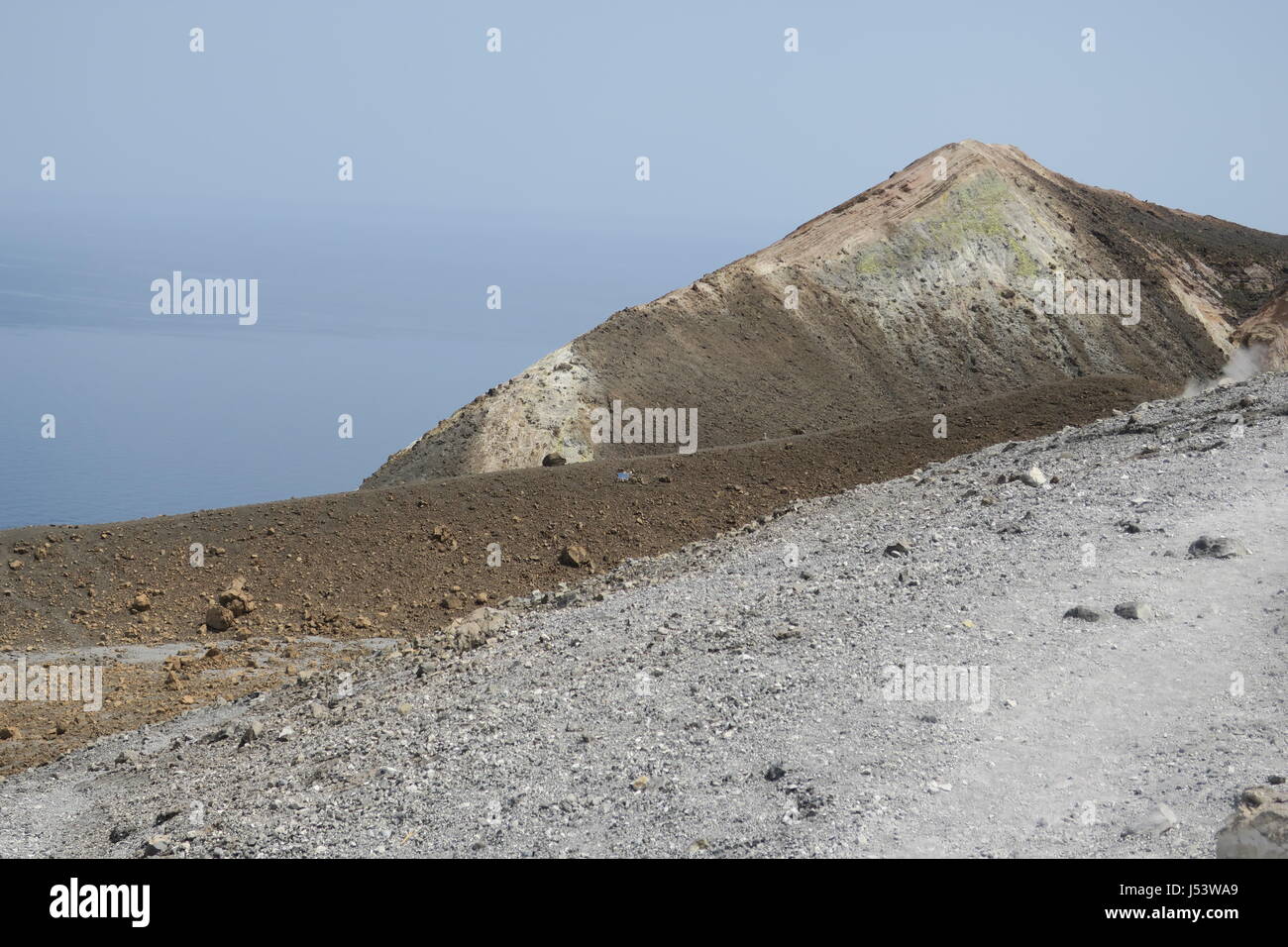 Pyramidal peak of volcano on Vulcano island, Aeolian islands, Itaty ...