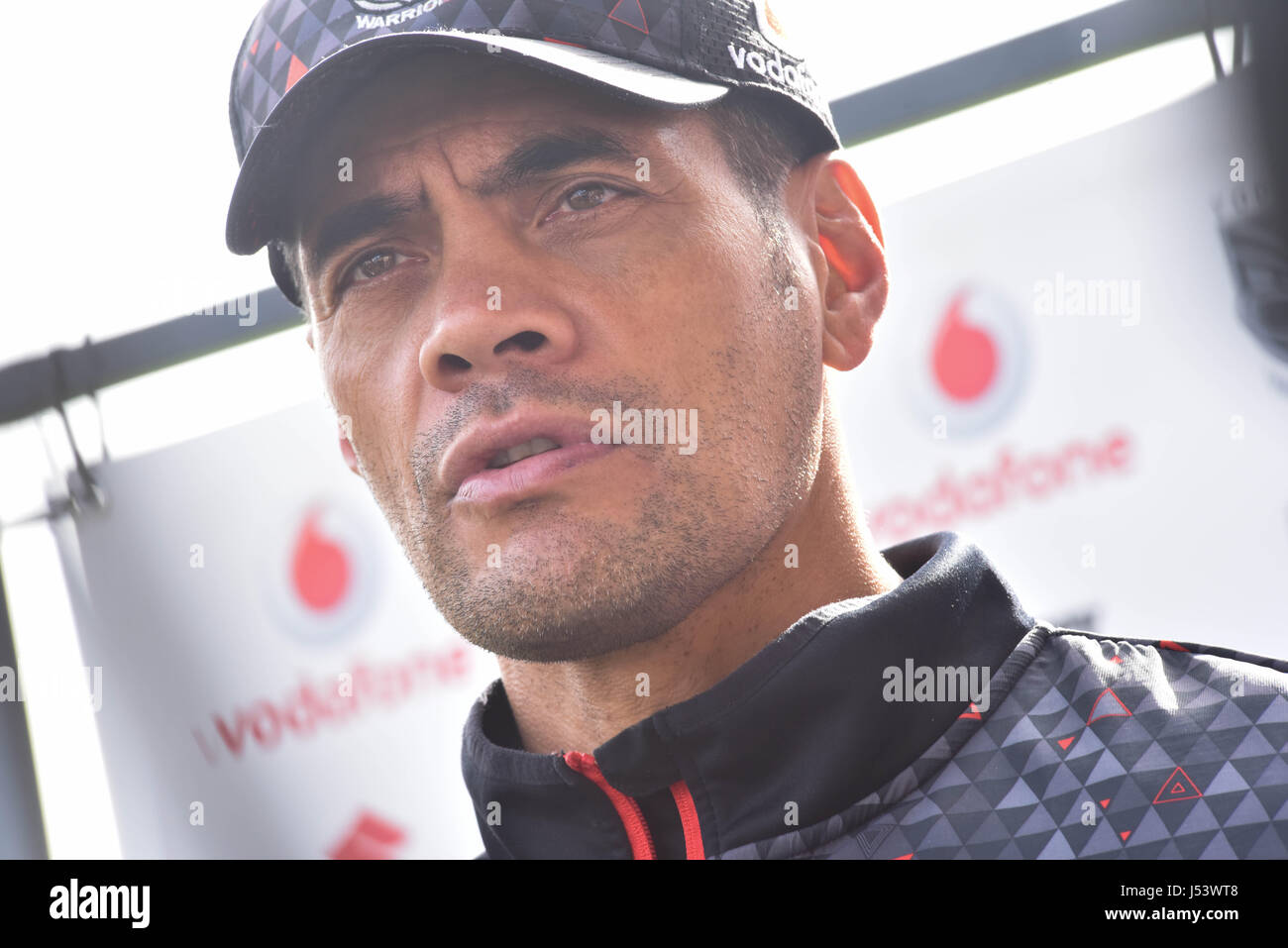 .Warriors head coach Stephen Kearney speaks to the media during a NRL ...