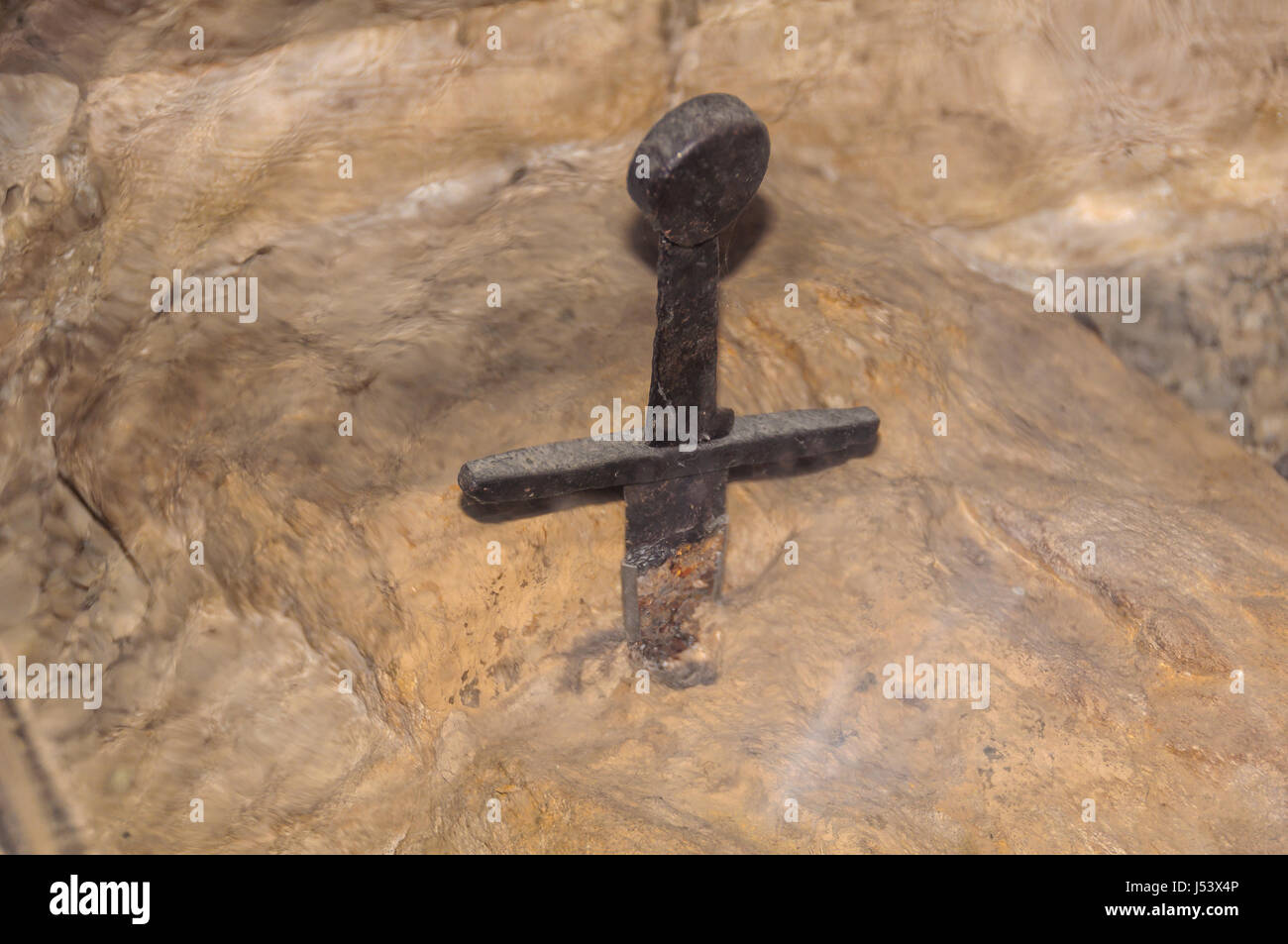 St. Galgano’s sword in the stone in Montesiepi’s Round Stock Photo - Alamy