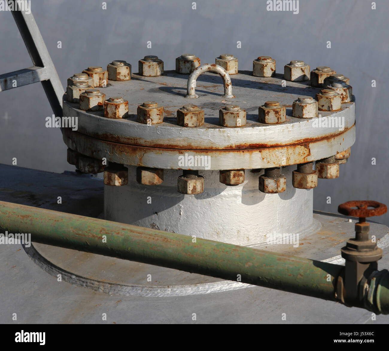 closed cap with large steel bolt into the cistern of the methane gas ...