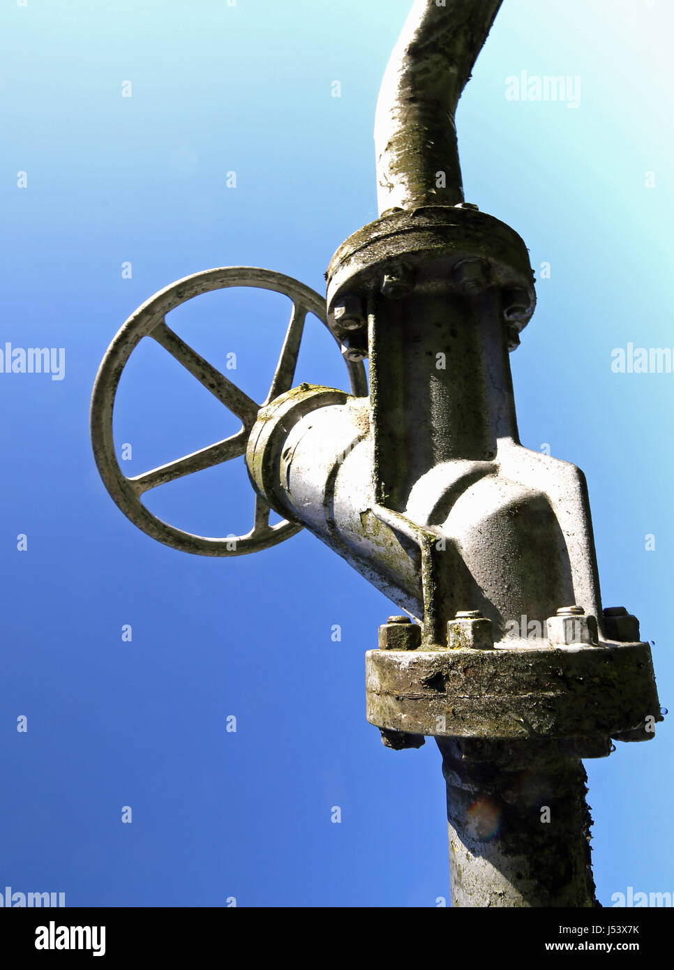 tap with the shutoff valve of the pipe in a large industrial plant ...