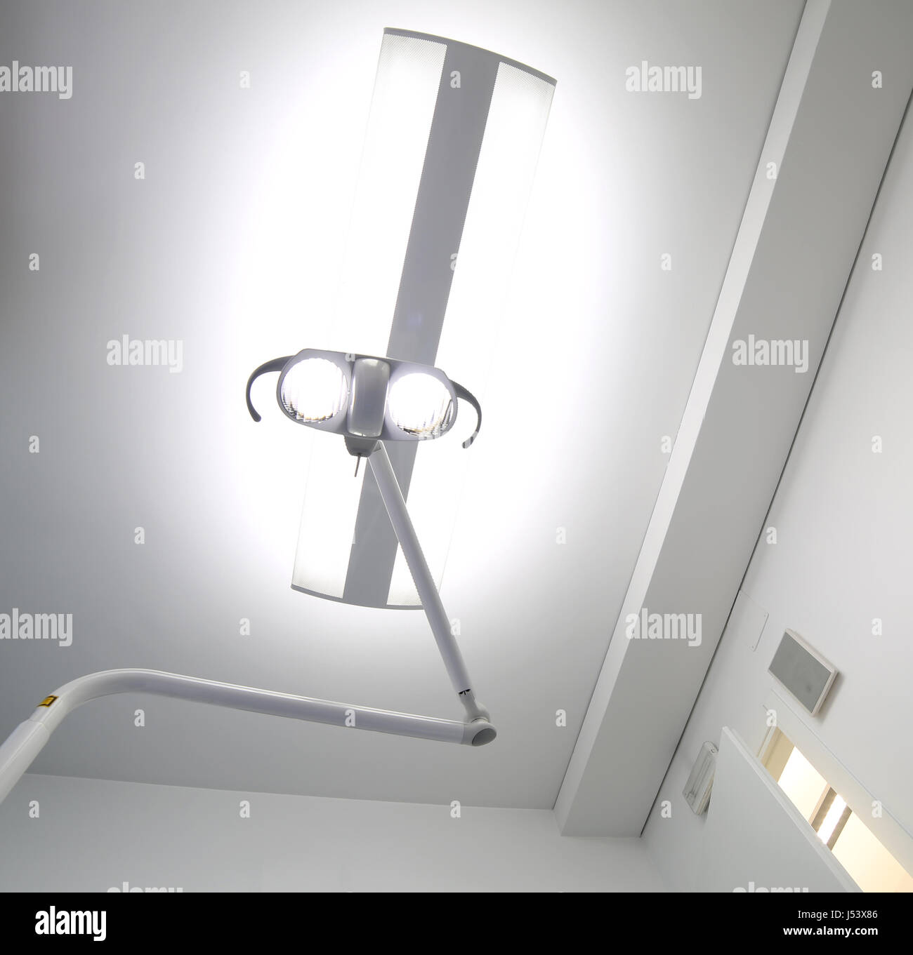 Modern lamp with two very powerful spotlights in the room for surgical ...