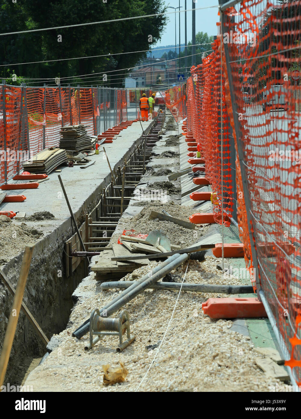 Road excavation for laying fiber optics for high speed internet ...
