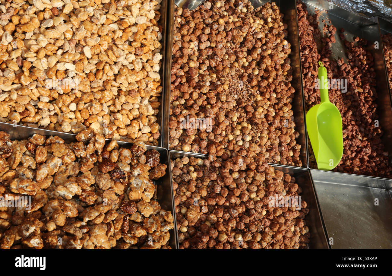 toasted peanuts with sugar for sale at the stall of local market Stock ...