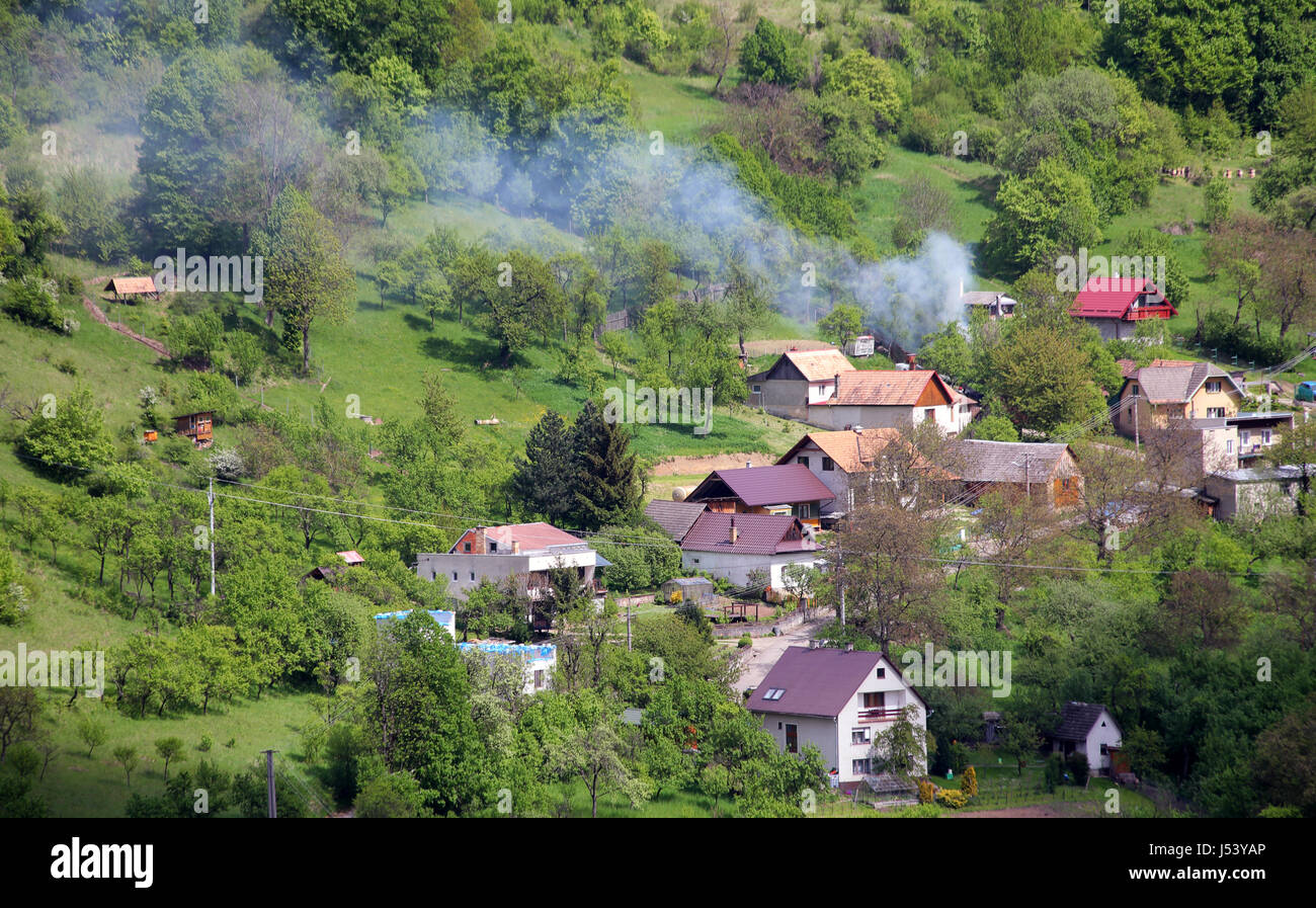 Aerial view of spring village Stock Photo - Alamy
