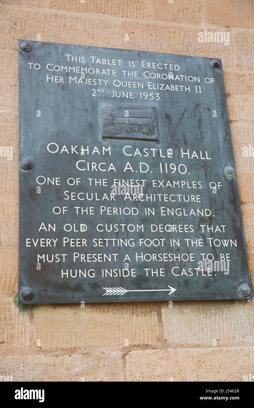 Wall sign on Oakham Castle in Oakham Stock Photo - Alamy