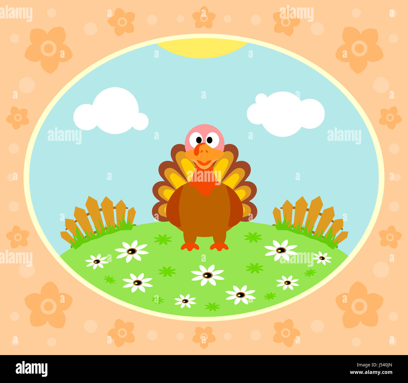 Farm background with funny turkey Stock Photo - Alamy