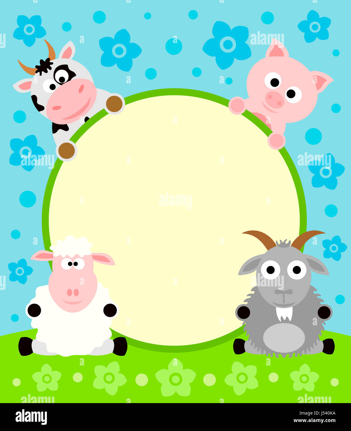 Animal cartoon background card Stock Photo - Alamy