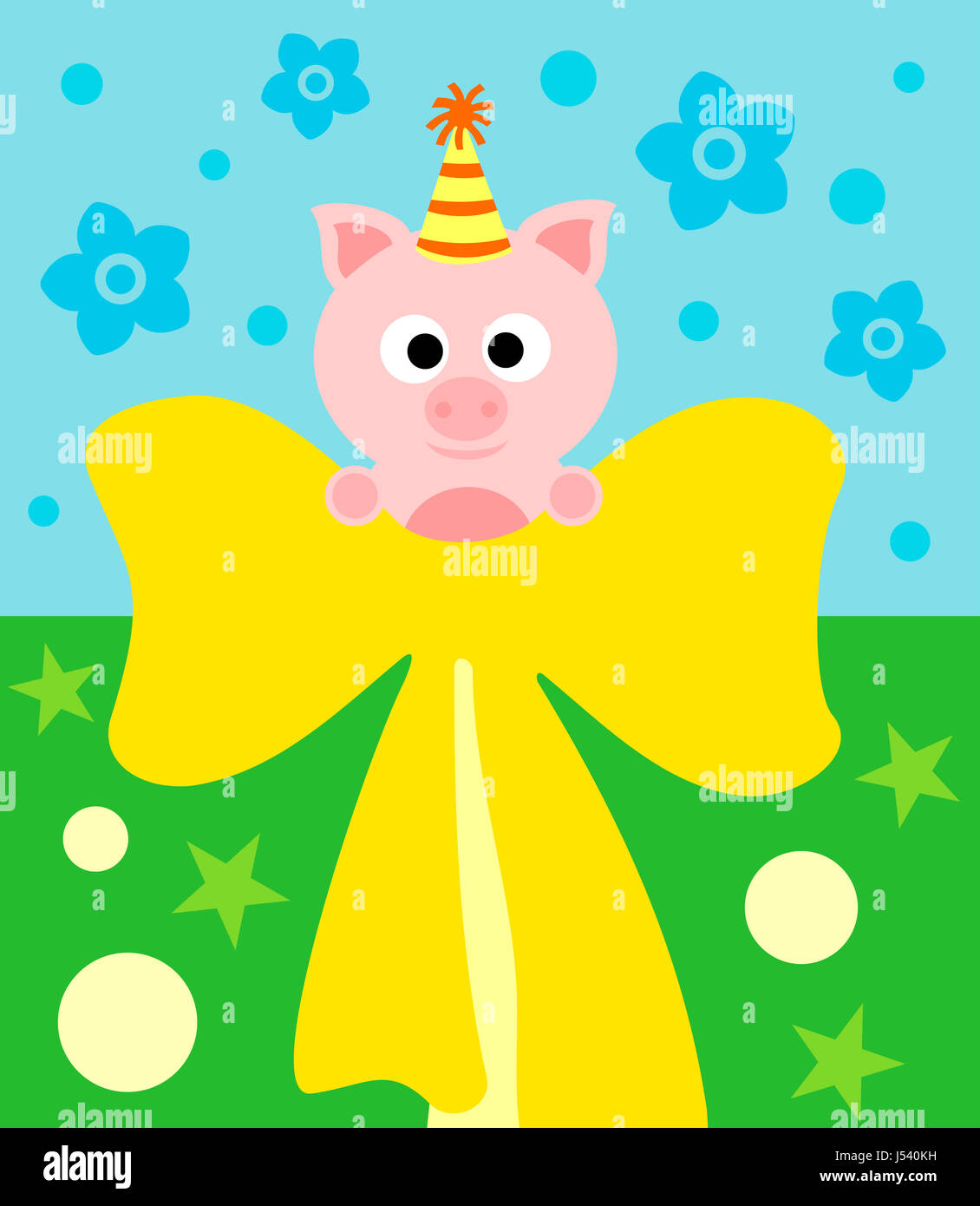 Cartoon background card with funny pig Stock Photo - Alamy