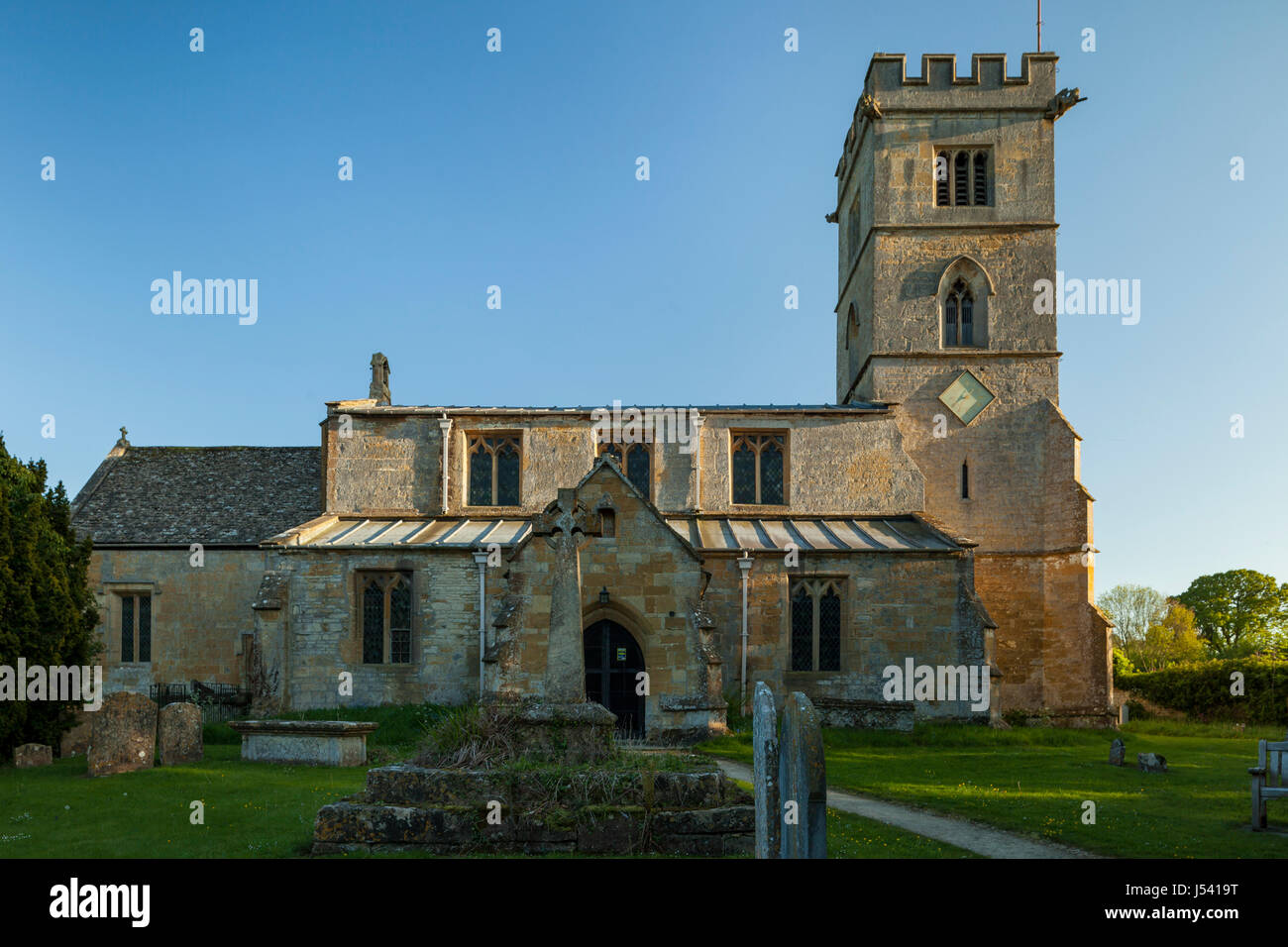 St Michael's church in Buckland village, the Cotswolds, Gloucestershire ...