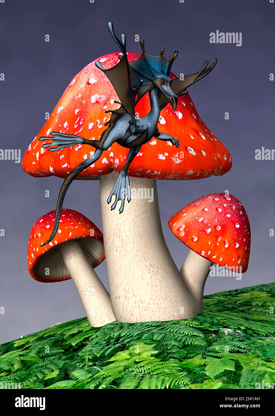 3D rendering of a little fairytale dragon in a forest Stock Photo - Alamy