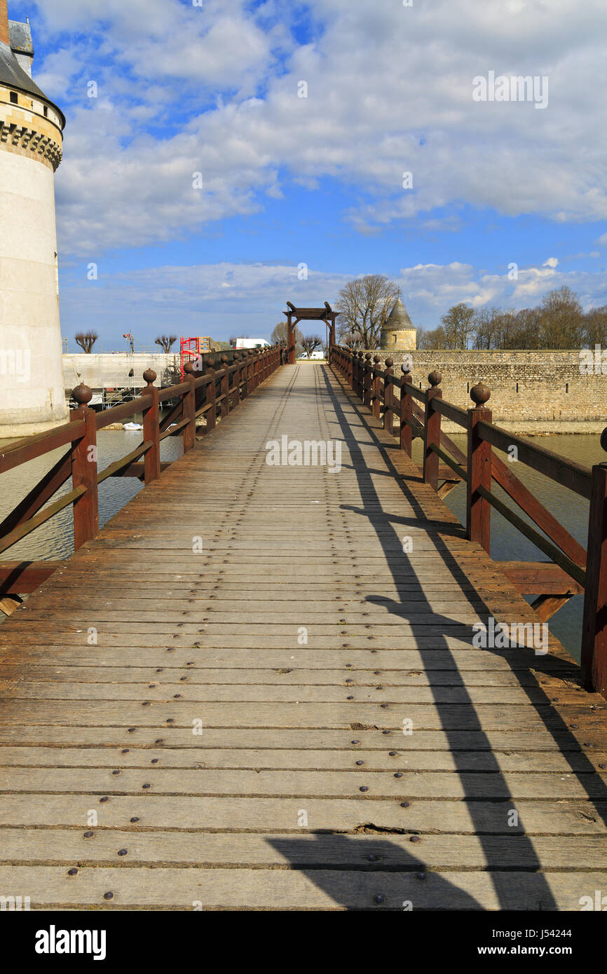 Wooden Drawbridge access to Château de Sully in the Loire Valley ...