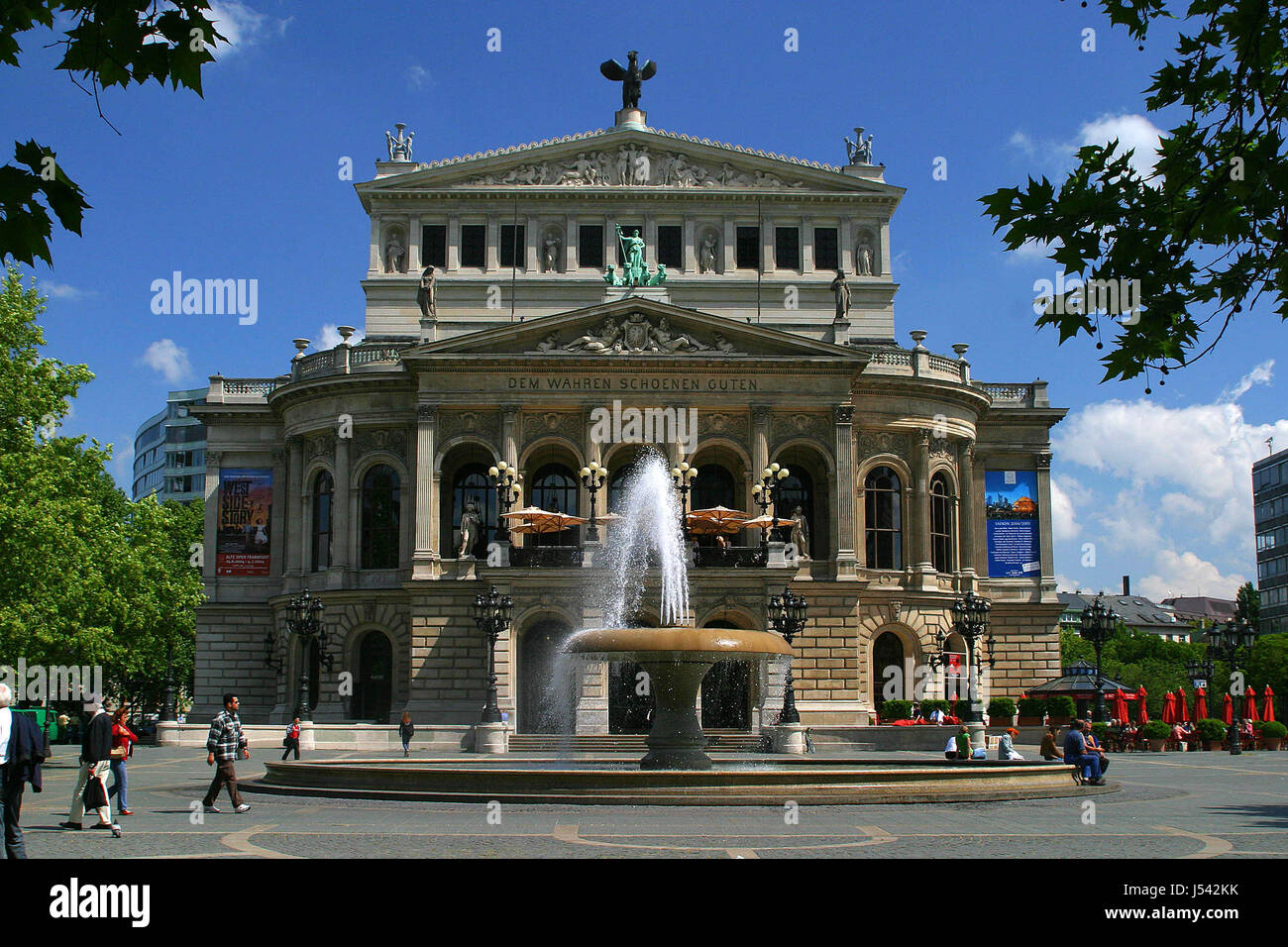 passersby historical opera anciently square fountain frankfort building ...