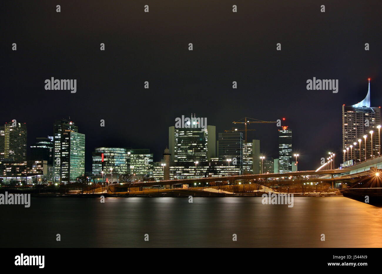 night photograph vienna austrians austria danube river water vienna ...